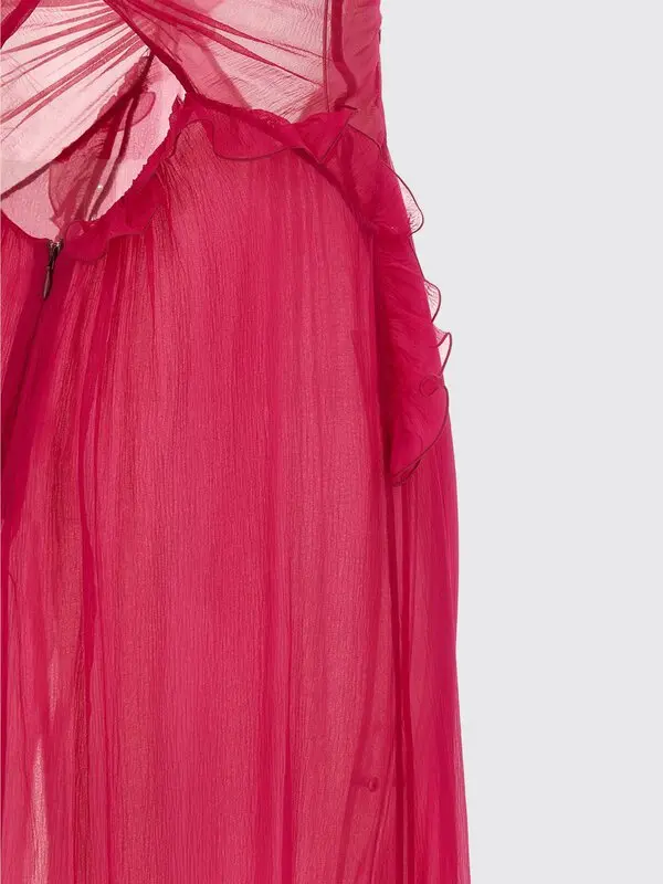 NENSI DOJAKA Cut-out Silk Maxi Dress - Fuchsia