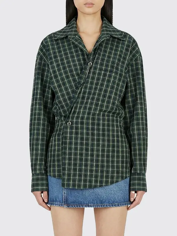 Alexander Wang Cotton And Denim Chemisier Dress - Green