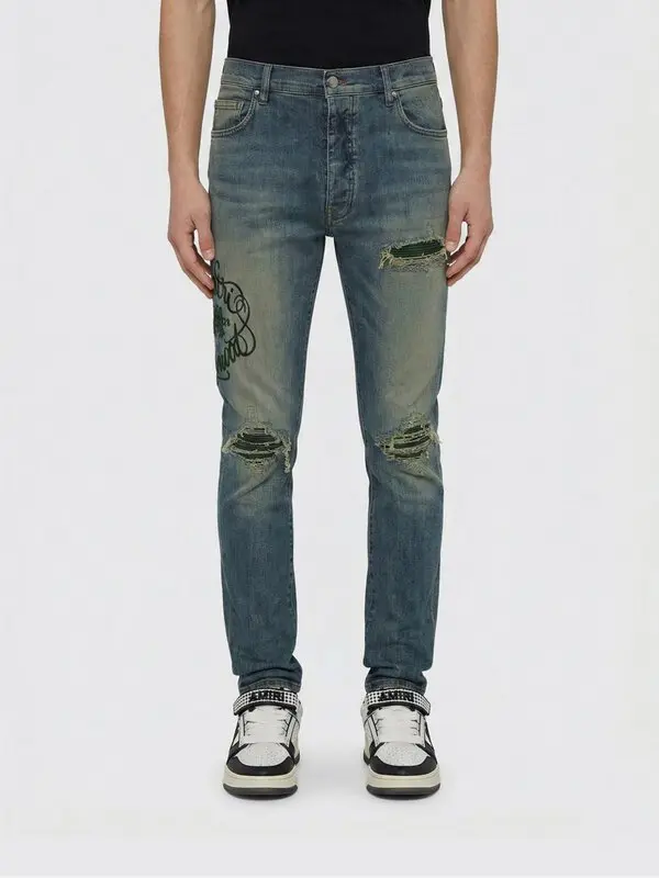 Amiri Distressed Slim Fit Jeans - Blue