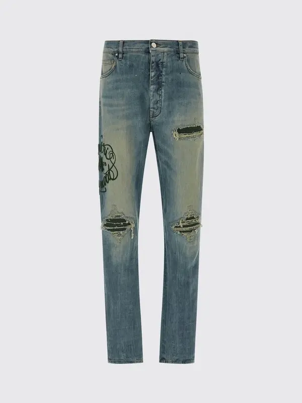 Amiri Distressed Logo Jeans - Blue