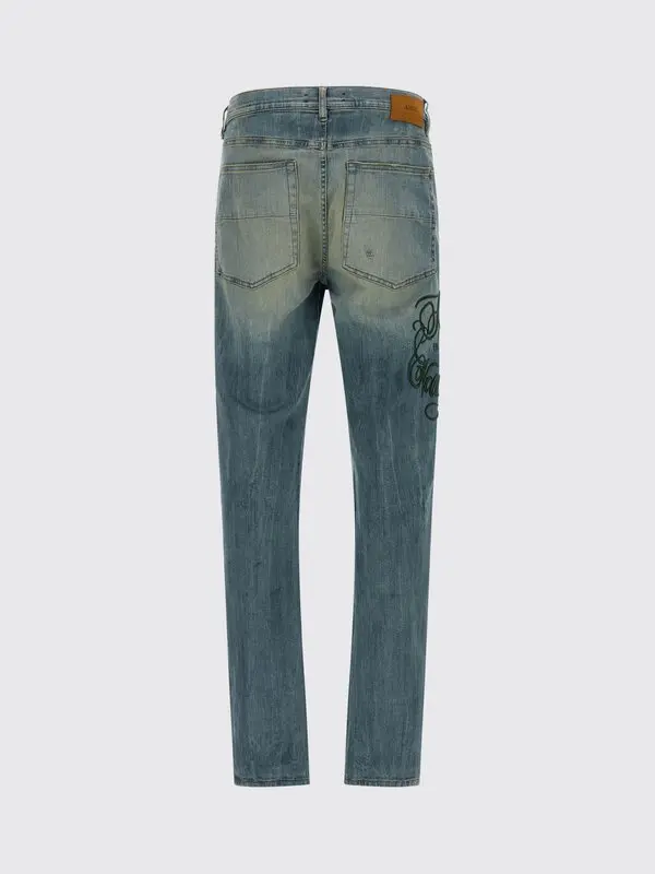 Amiri Distressed Logo Jeans - Blue