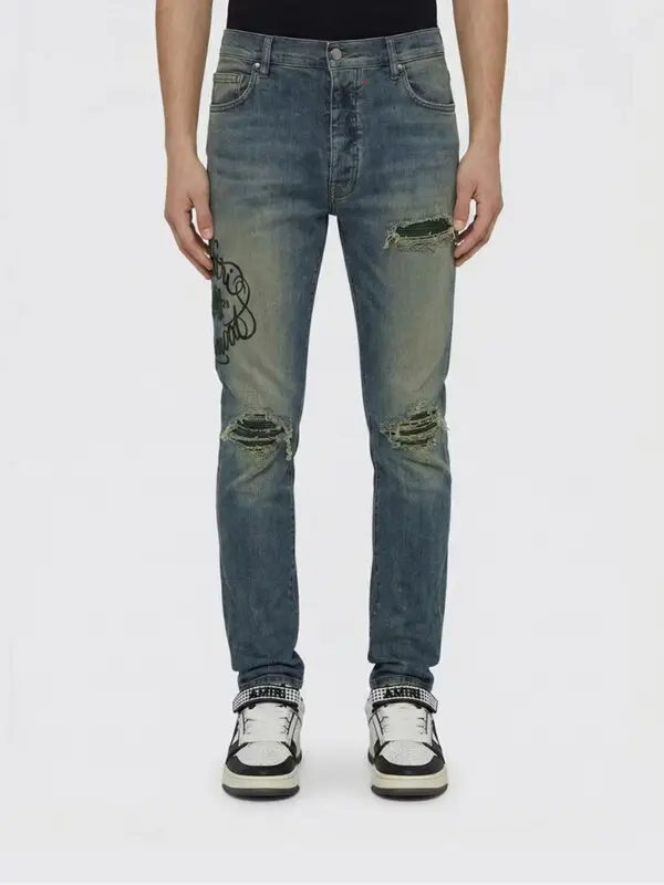 Amiri Distressed Slim Fit Jeans - Grey