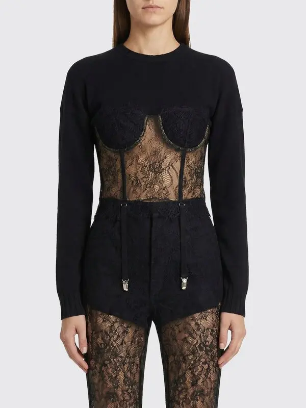 Giuseppe Di Morabito Lace Detailed Long Sleeve Top