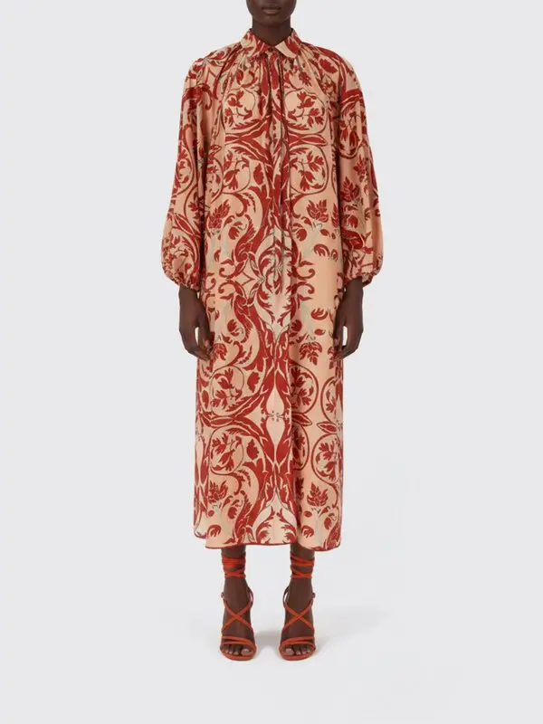 F.R.S FOR RESTLESS SLEEPERS Printed Silk Midi Dress - Pink