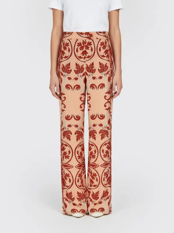 F.R.S FOR RESTLESS SLEEPERS Ethnic Print Silk Palazzo Trousers - Pink