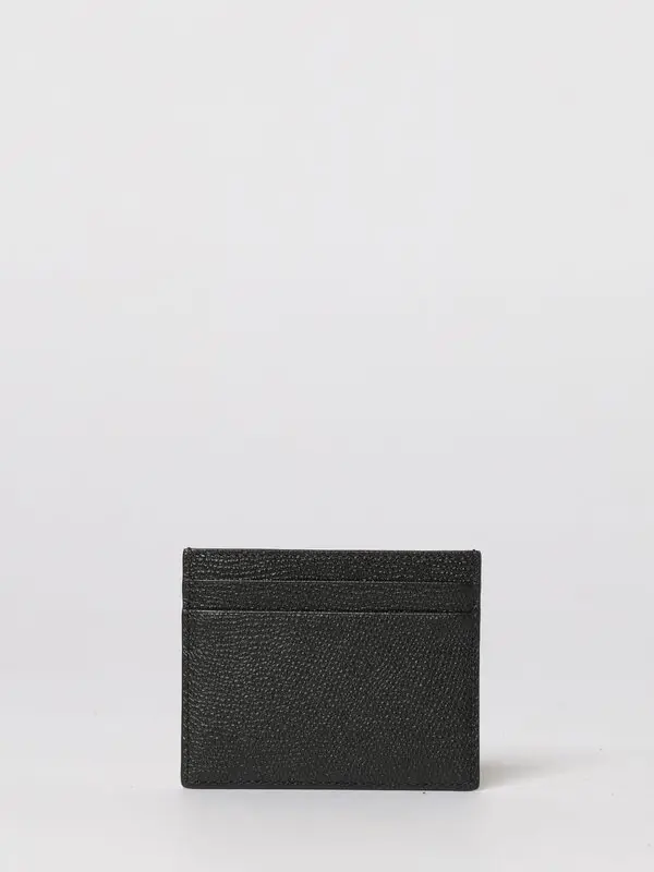 Valentino Garavani Vlogo Signature Grained Leather Credit Card Holder - Black