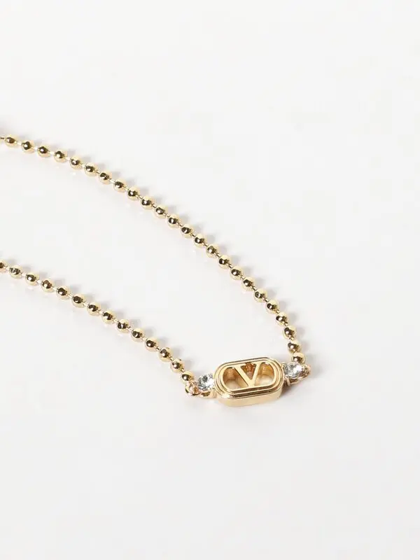Valentino Garavani Ovalette Brass Bracelet With Swarovski Crystal Vlogo - Gold