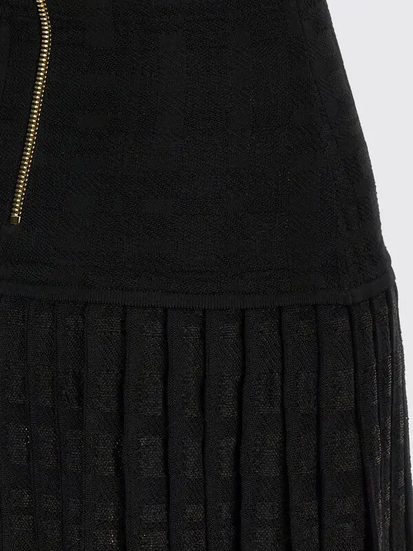 Balmain Halterneck Pleated Dress - Black