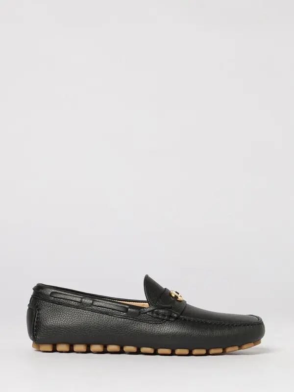 Valentino Garavani Grained Leather Driver Loafers - Black