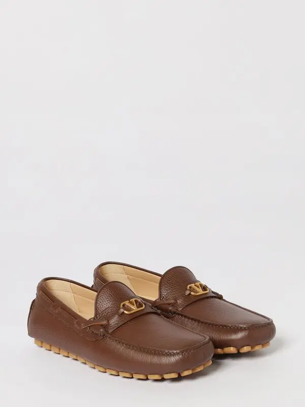 Valentino Garavani Grained Leather Driver Loafers - Brown