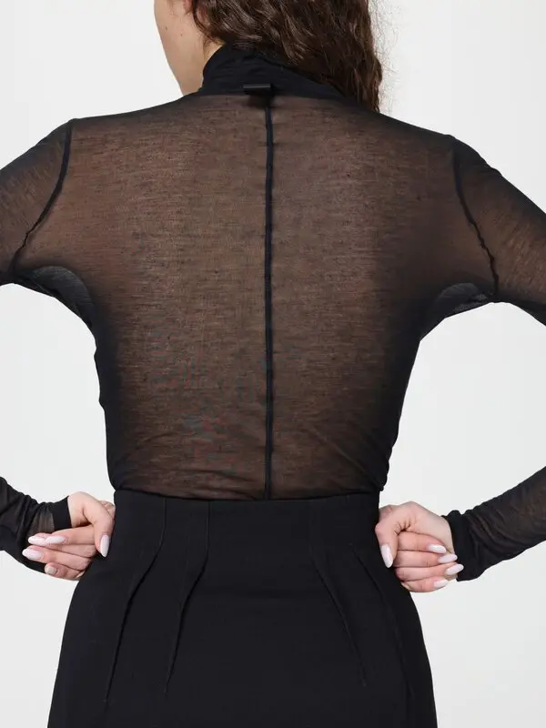 MUGLER Lyocell Turtleneck Top - Black