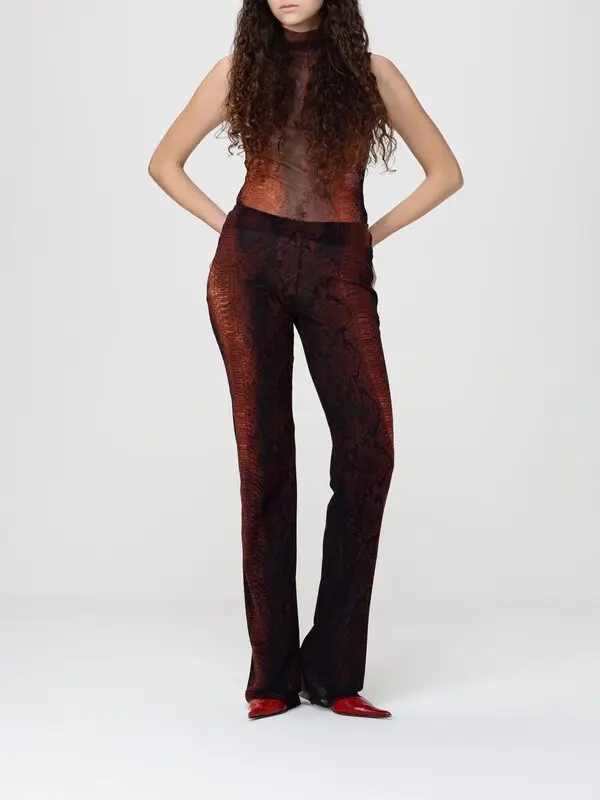 JEAN PAUL GAULTIER Python Print Jersey Straight Leg Pants - Brown