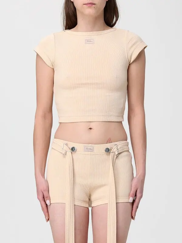 JEAN PAUL GAULTIER Cotton Crop T-shirt - Nude