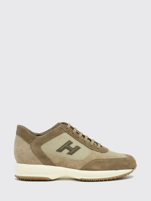 Hogan Interactive Mesh And Suede Sneakers - Brown