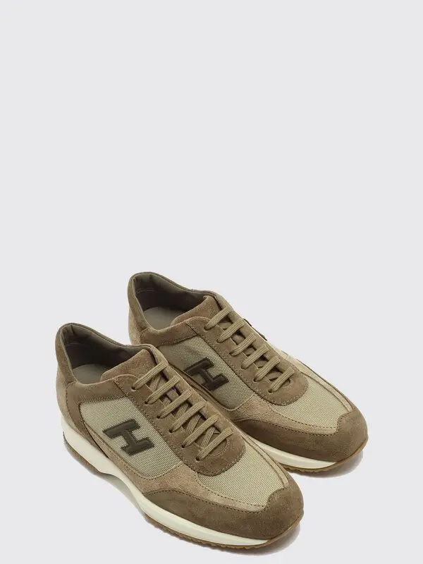 Hogan Interactive Mesh And Suede Sneakers - Brown