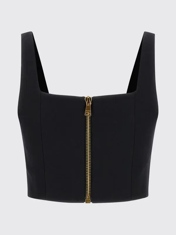 Balmain Cropped Top With Embellished Buttons - Black