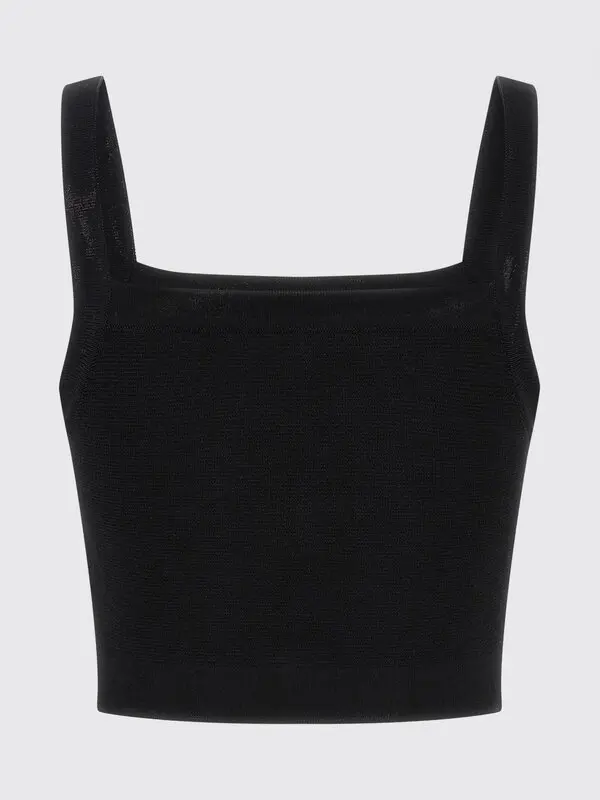 Balmain Cropped Knit Top With Embellished Buttons - Black