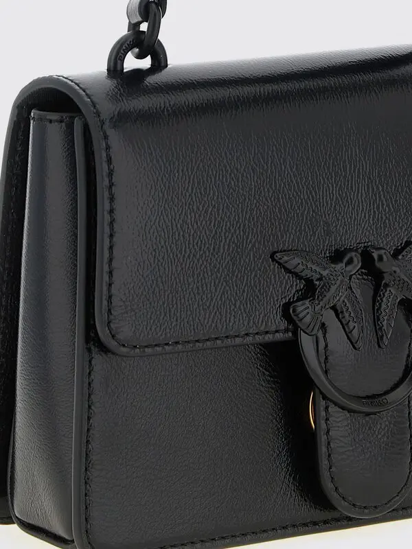 Pinko Mini Love Bag One Top Handle Light Leather - Black