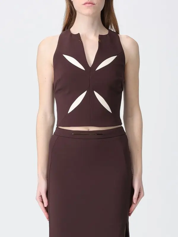 Elisabetta Franchi V-neck Sleeveless Top - Cocoa