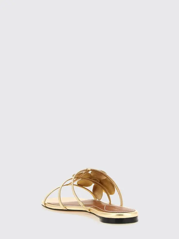 Zimmermann Orchid Laminated Leather Sandals With Floral Appliqu - Gold