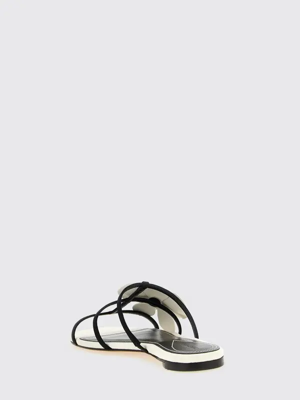 Zimmermann Orchid Leather And Twill Sandal With Floral Applications - White