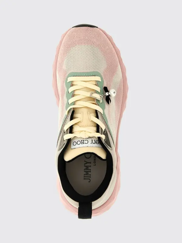 JIMMY CHOO Diamond Run Stretch Knit And Leather Sneakers - Pink