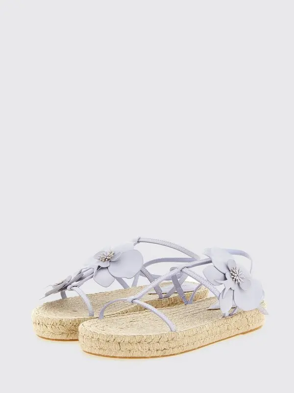 Zimmermann Orchid Leather Wedge Sandal With Floral Applications - Violet