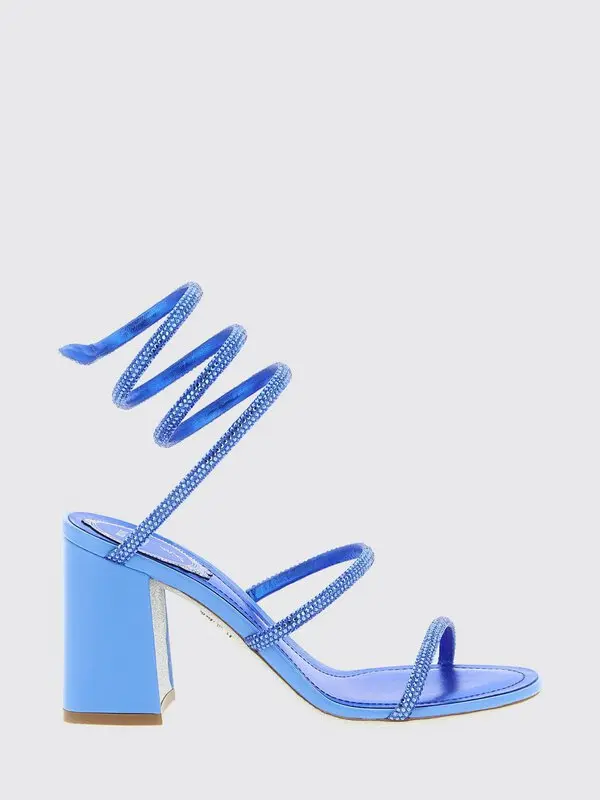Rene Caovilla Cleo Crystal Embellished Satin Sandals - Blue