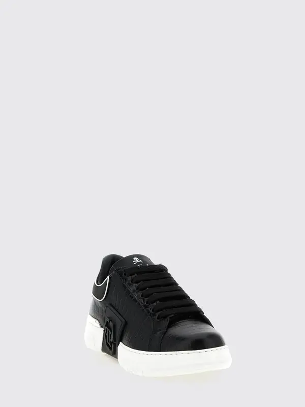 Philipp Plein Phantom Kick Crocodile Print Leather Low Top Sneakers