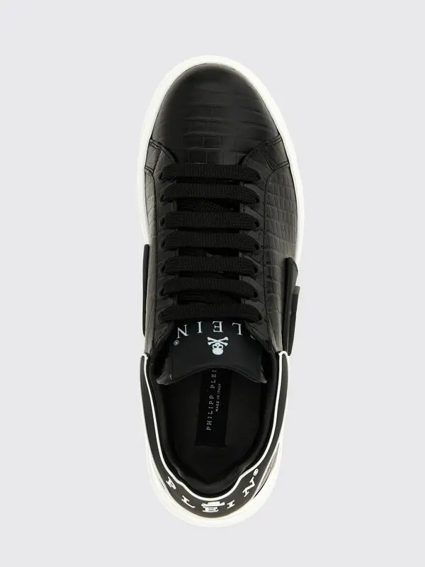 Philipp Plein Phantom Kick Crocodile Print Leather Low Top Sneakers