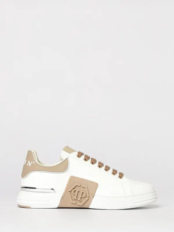 Philipp Plein Phantom Kick Leather Low Top Sneakers - Beige