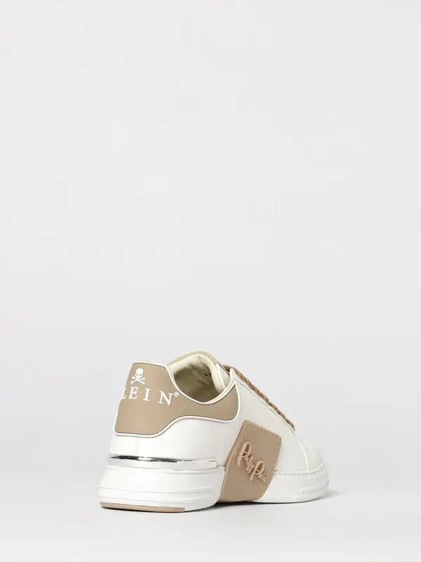 Philipp Plein Phantom Kick Leather Low Top Sneakers - Beige