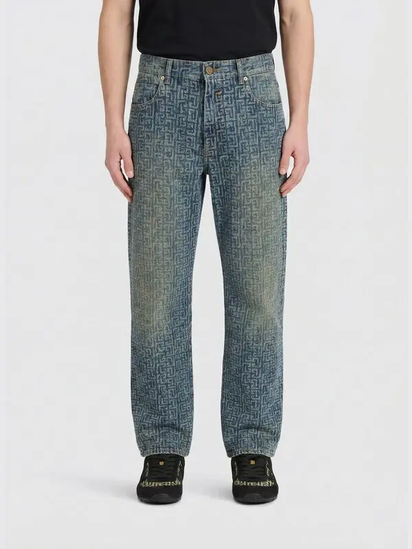 Balmain Monogrammed Straight Leg Jeans