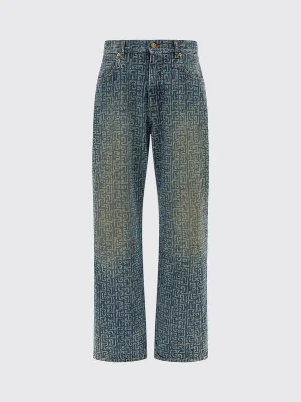 Balmain Monogrammed Straight Leg Jeans