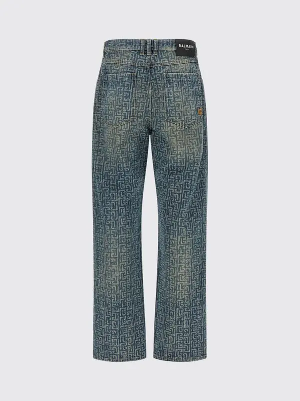 Balmain Monogrammed Straight Leg Jeans