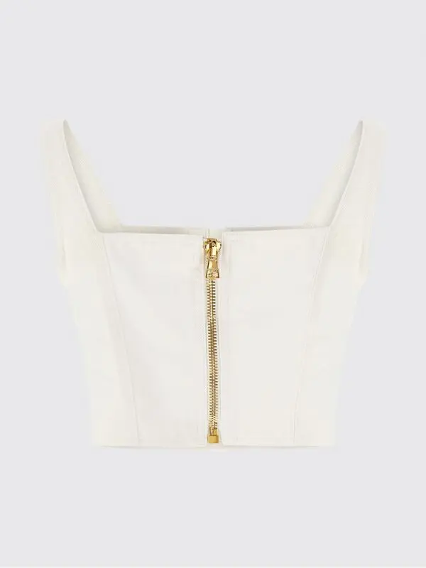 Balmain Cropped Top With Button Detail - White