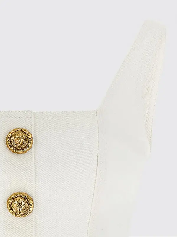 Balmain Cropped Top With Button Detail - White