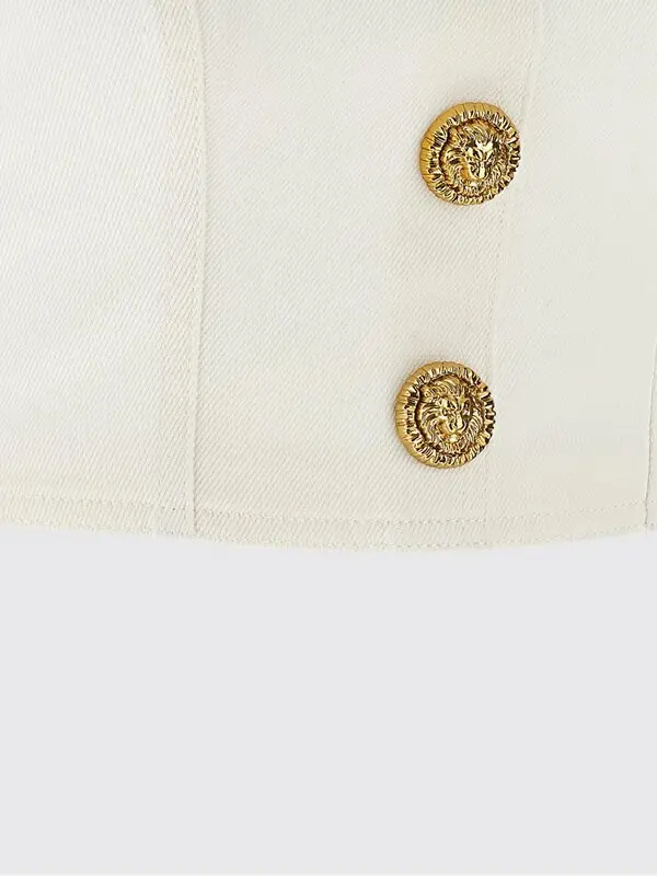 Balmain Cropped Top With Button Detail - White