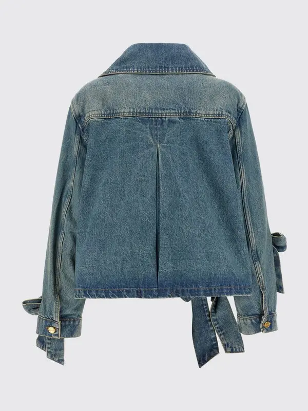 GANNI Denim Jacket With Bow Detailing - Blue