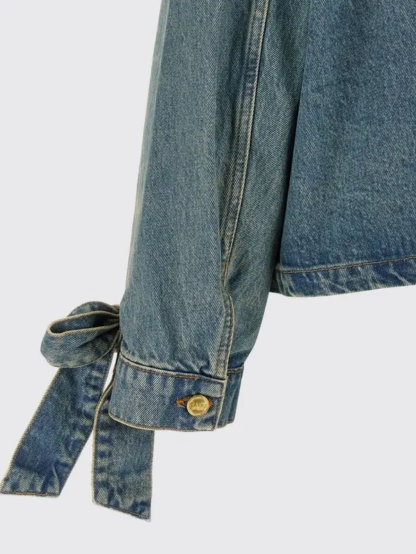 GANNI Denim Jacket With Bow Detailing - Blue