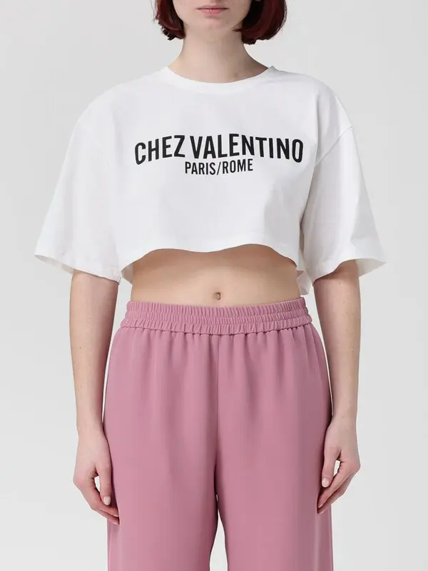 Valentino Garavani Cropped T-shirt With Logo Detail - Ivory