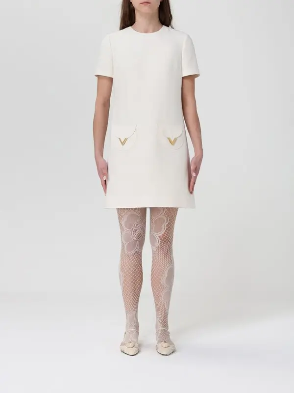 Valentino Garavani Vlogo Virgin Wool And Silk Mini Dress - Ivory