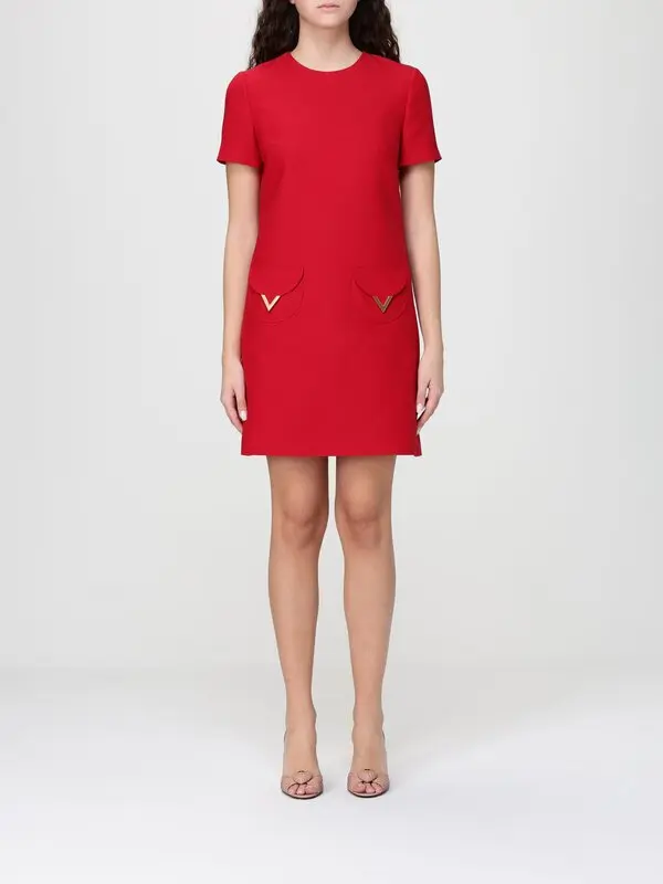 Valentino Garavani Vlogo Virgin Wool And Silk Mini Dress - Red