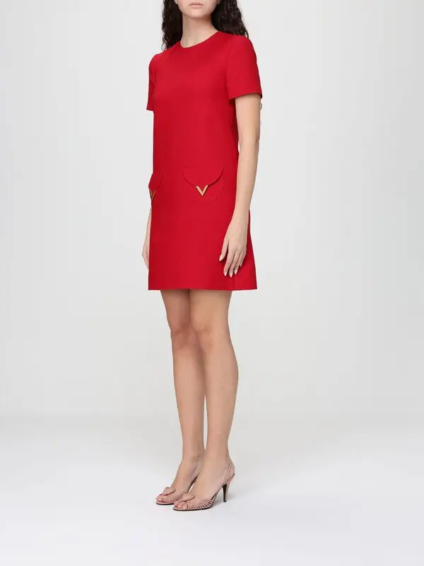 Valentino Garavani Vlogo Virgin Wool And Silk Mini Dress - Red