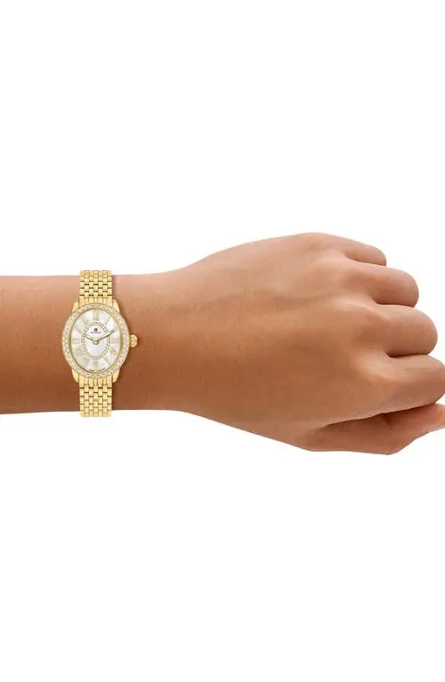 Michele Serein Oval Diamond & Mother-of-pearl Bracelet Watch - Gold