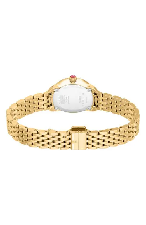 Michele Serein Oval Diamond & Mother-of-pearl Bracelet Watch - Gold