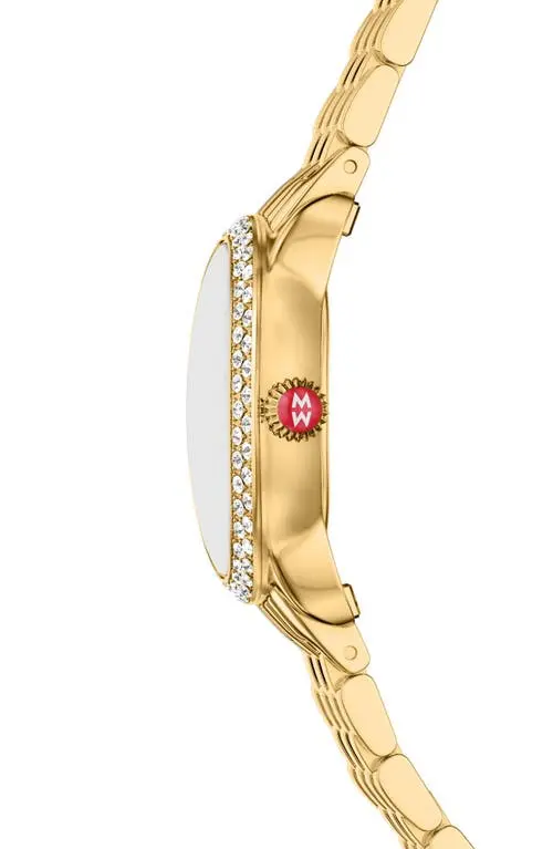 Michele Serein Oval Diamond & Mother-of-pearl Bracelet Watch - Gold