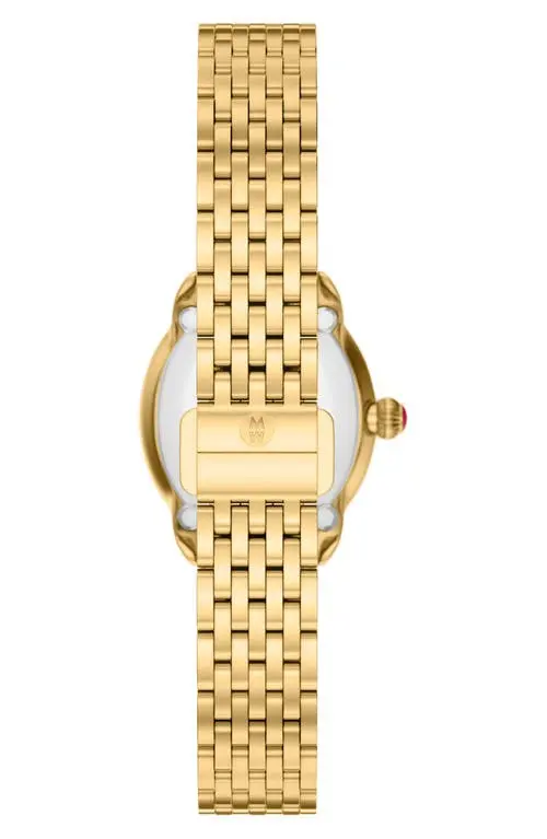 Michele Serein Oval Diamond & Mother-of-pearl Bracelet Watch - Gold
