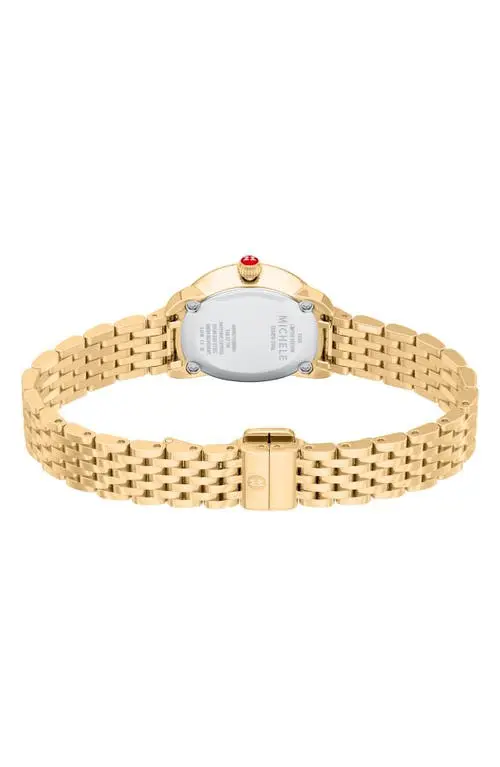 Michele Serein Oval Diamond Bracelet Watch - Gold