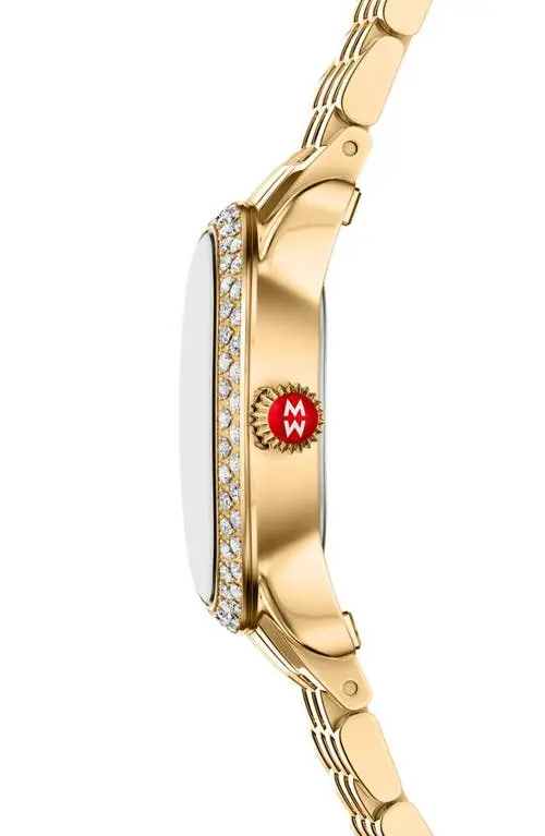 Michele Serein Oval Diamond Bracelet Watch - Gold